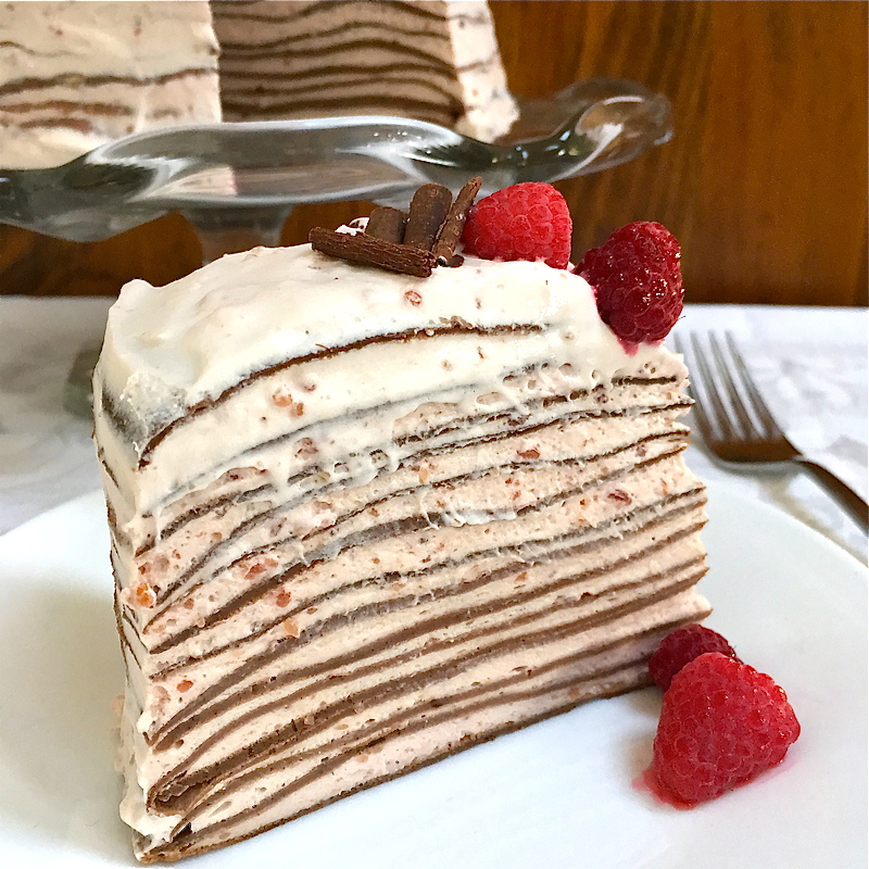 Chocolate Raspberry Crepe Cake – Swirls and Spice