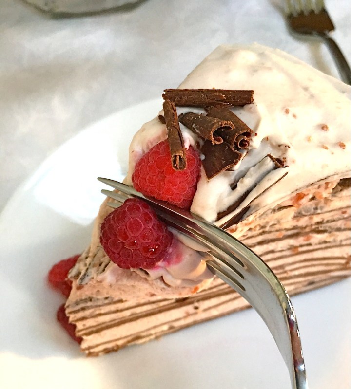 Chocolate Raspberry Crepe Cake – Swirls and Spice